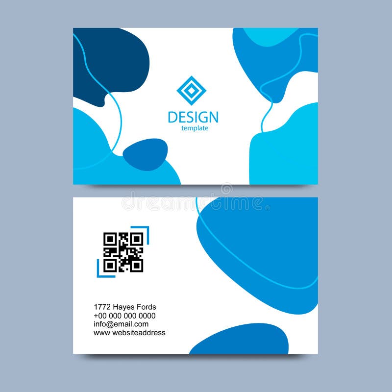 Modern Blue Abstract Template with Blue Business Forms. with Qr Code ...