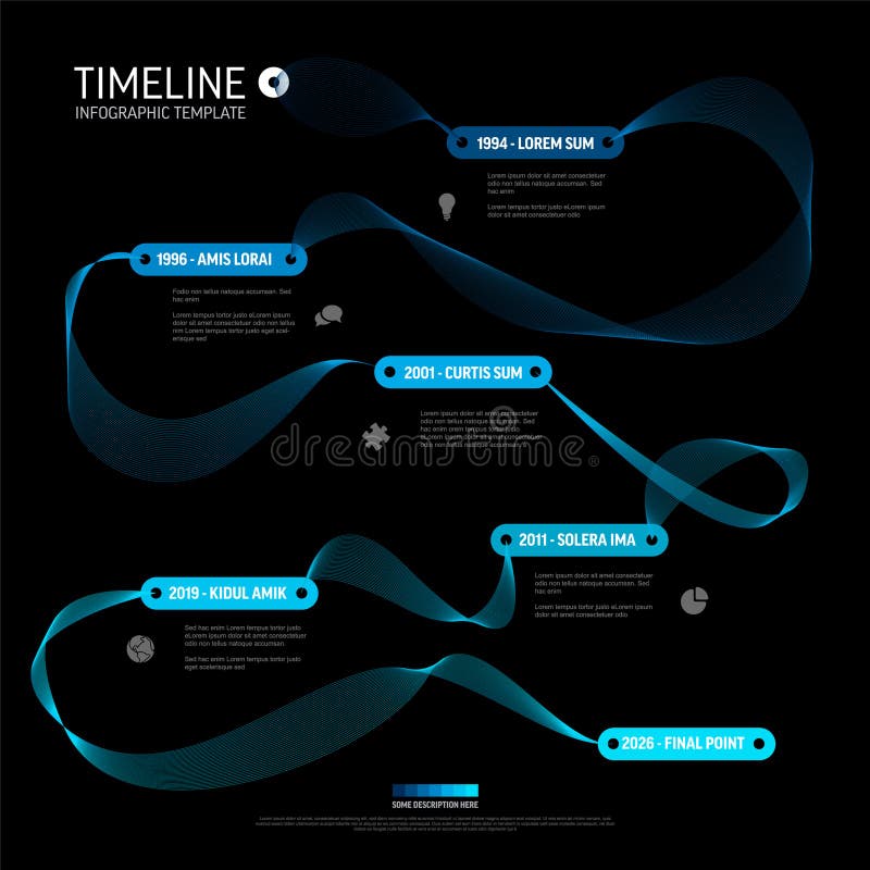 Modern Blue Abstract Timeline Infographic Template on Dark Background ...