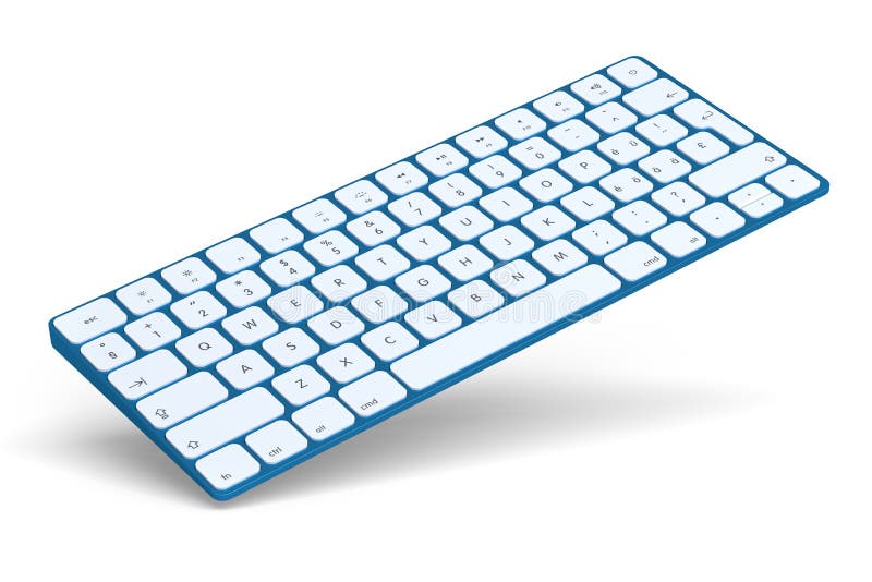 Modern Blue Aluminum Computer Keyboard Isolated on White Background ...