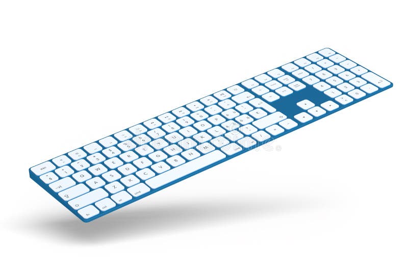 Modern Blue Aluminum Computer Keyboard Isolated on White Background ...