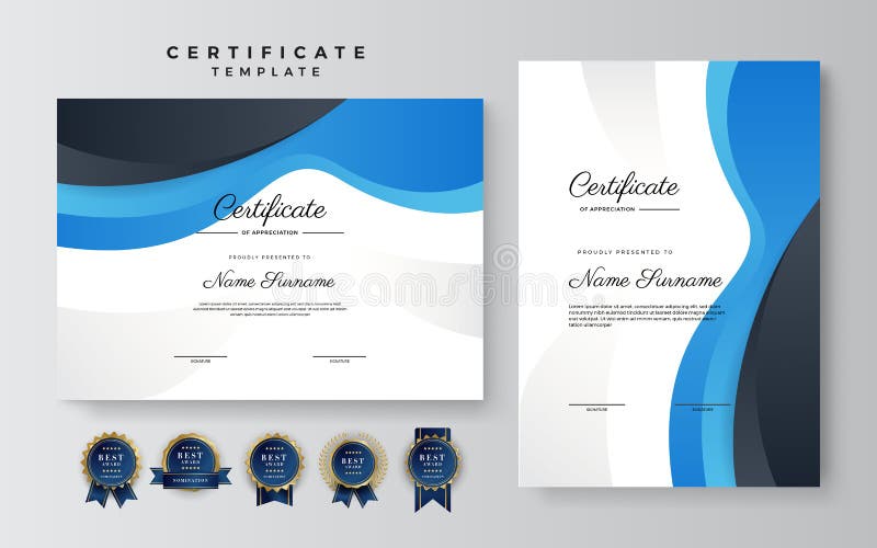 Modern Blue and Black Certificate of Achievement Template with Gold ...