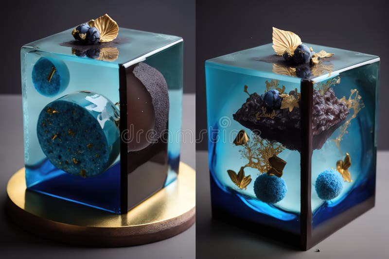 Modern Blue Cake with Chocolate Velor and Isomalt Decor, AI Generated ...