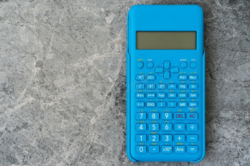 Modern Blue Calculator on Grey Stone Background Stock Image - Image of ...