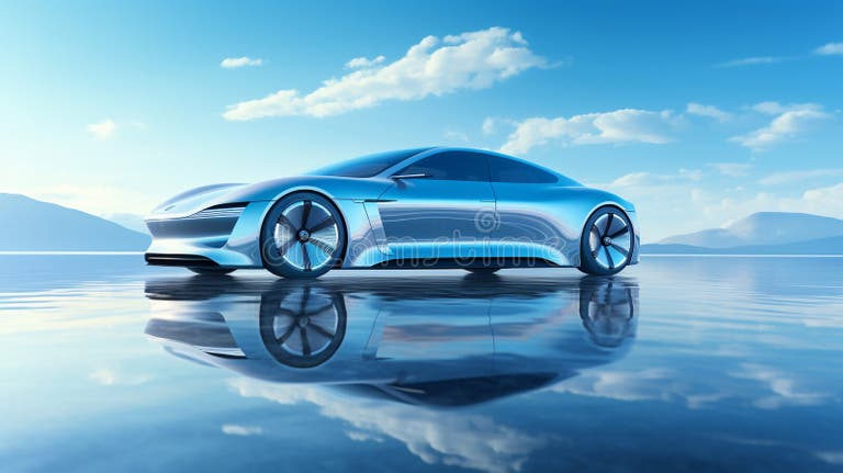 A Modern Blue Car with Beautiful Sky Generative AI Stock Illustration ...