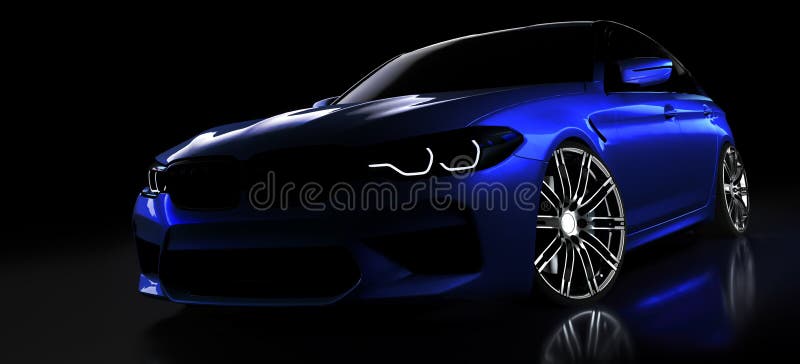 Modern blue car stock photo. Image of piece, sedan, artistic - 256734940