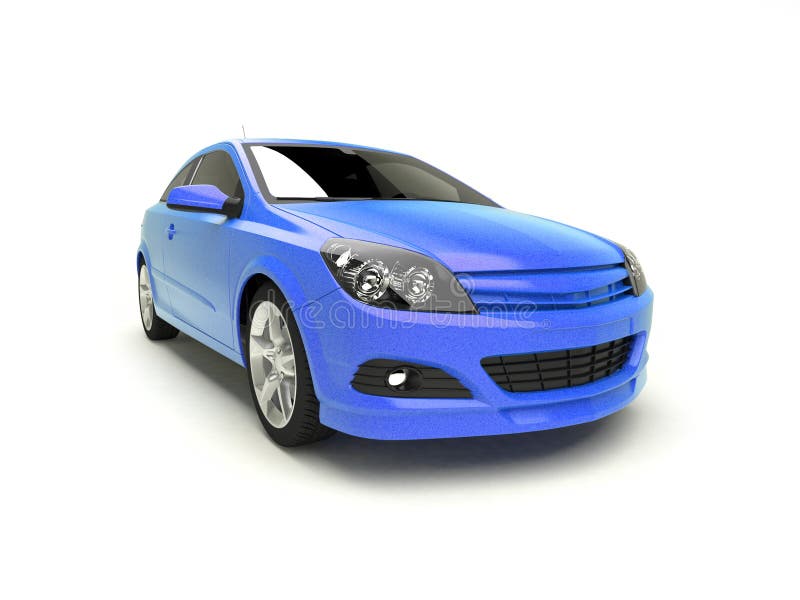 Compact Blue Car Front View Stock Illustration - Illustration of ...
