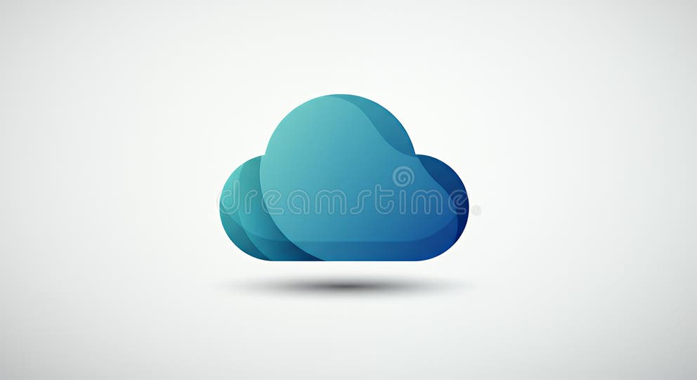 Isolated Blue Cloud Graphic with Shadow on Neutral Background Stock ...