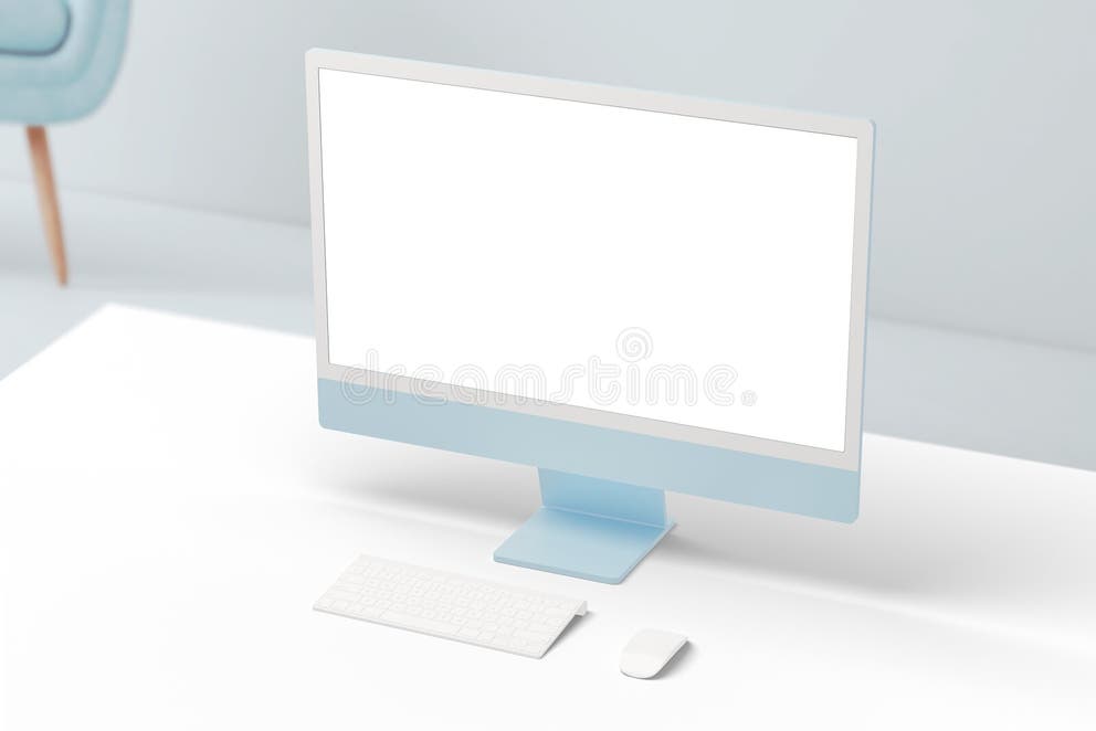 Modern Blue Computer Display with White Screen for App or Web Page ...