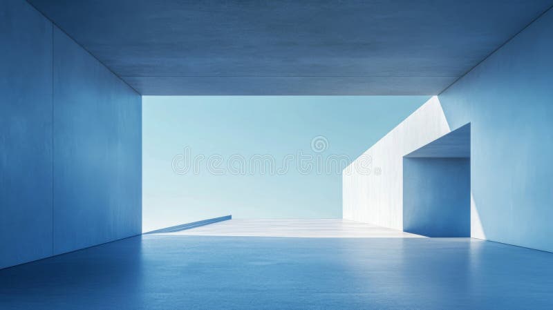 Modern Blue Concrete Architecture Interior and Exterior Stock ...