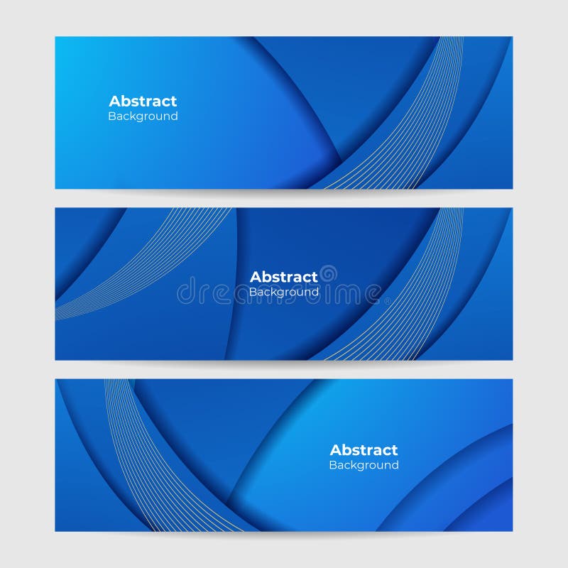 Modern Blue 3d Banner Background with Abstract Waves Stock Illustration ...