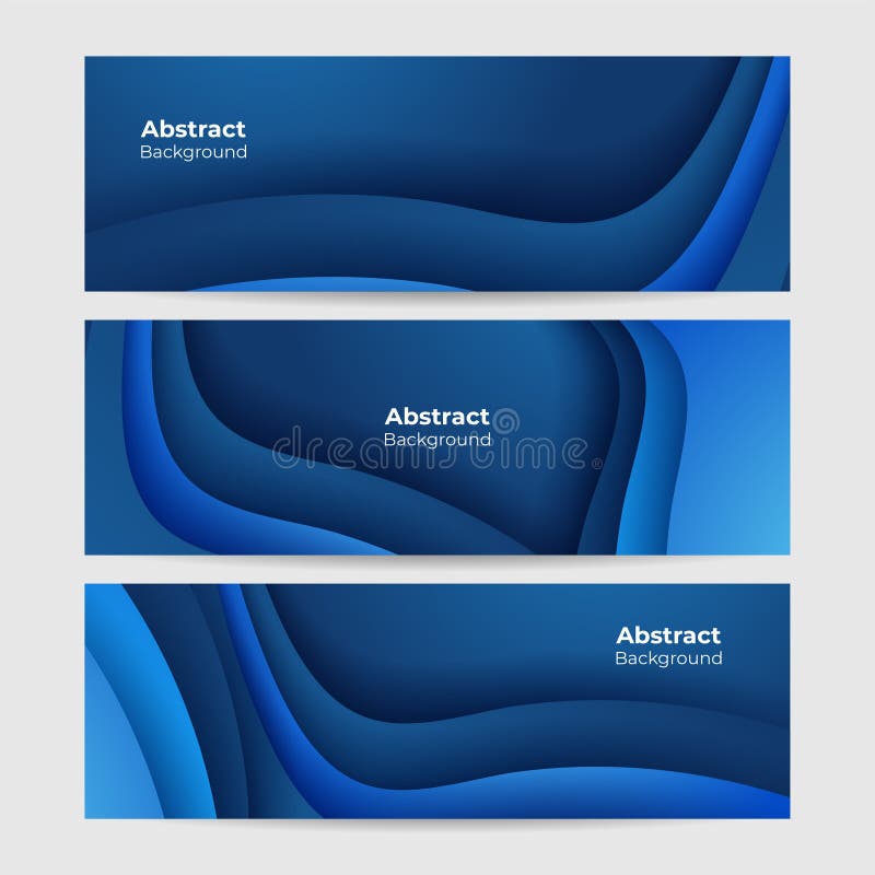 Modern Blue 3d Banner Background with Abstract Waves Decoration Stock ...