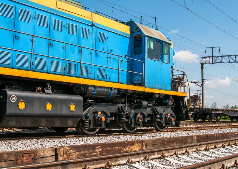 A Modern Blue Diesel Locomotive Stock Image - Image of industry, white ...