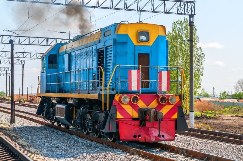 A Modern Blue Diesel Locomotive Stock Photo - Image of diesel, transit ...