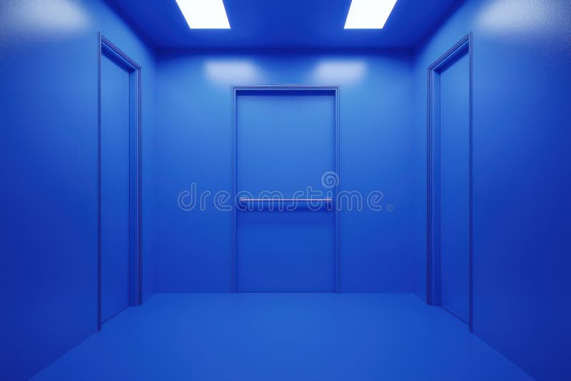 Modern Blue Elevator Interior Showcasing Minimalist Design Stock ...