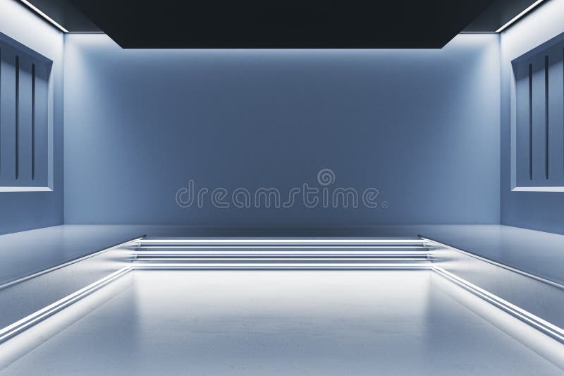 Modern Exhibition Hall or Museum Interior with Mock Up Place on Wall ...