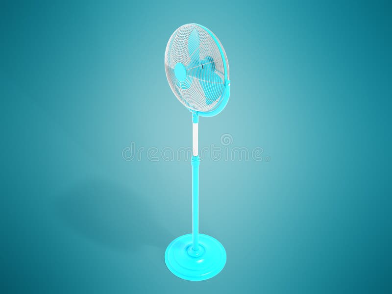 Modern Blue Fan on the Leg for Cooling Small Offices Top View 3d Render ...