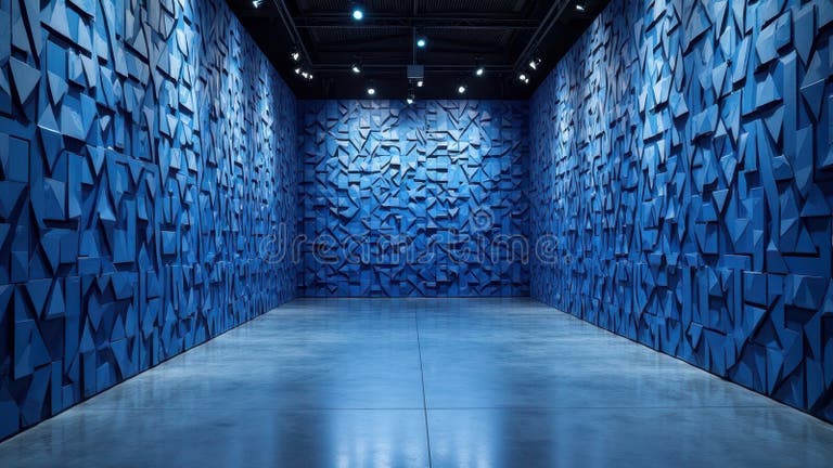Modern Blue Geometric Wall Art in Minimalist Gallery Space Stock Image ...