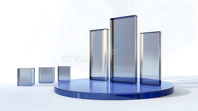 Modern Blue Glass Bar Graph on a Podium Stock Illustration ...