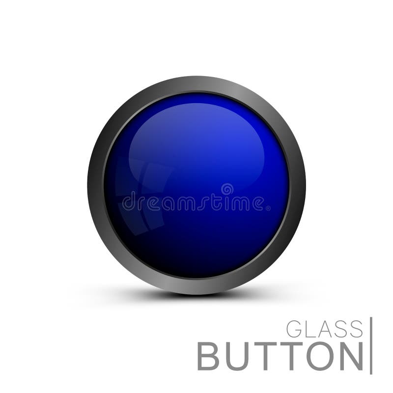 Modern blue glass button. stock vector. Illustration of empty - 153994371