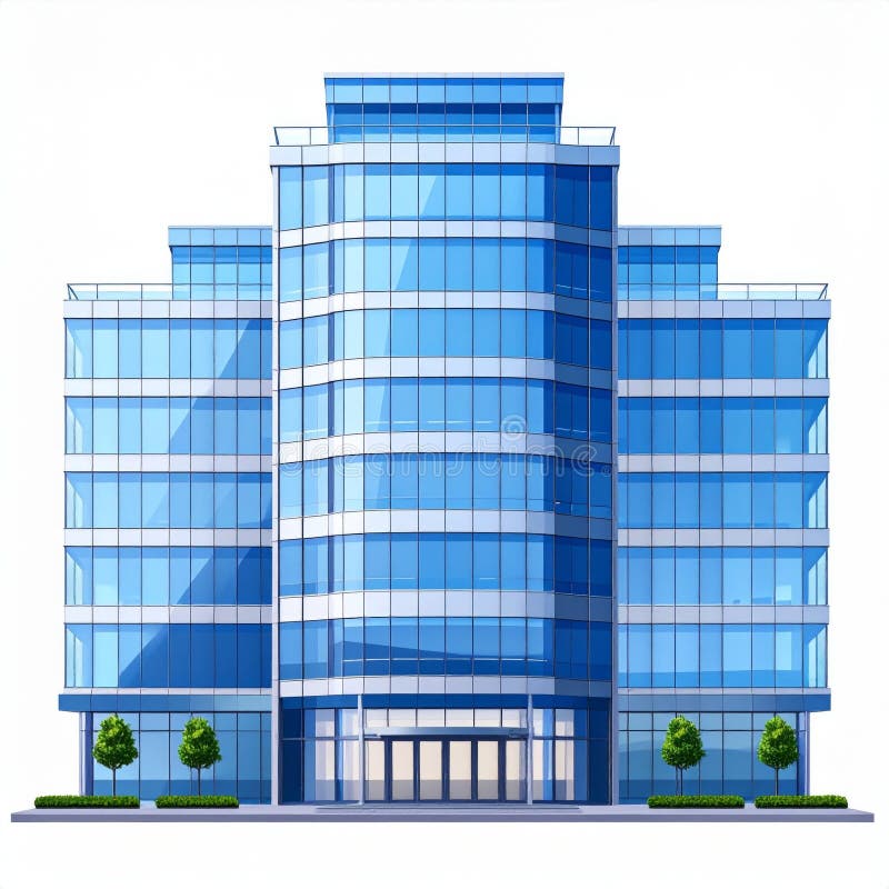 Modern Blue Glass Office Building Exterior Stock Illustration ...