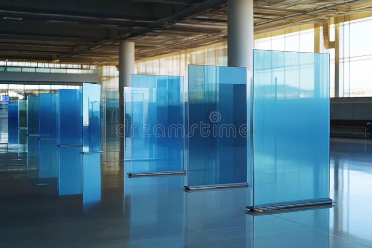 Modern Blue Glass Panels Installation Stock Illustration - Illustration ...