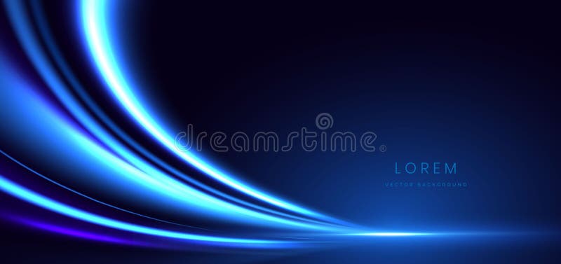 Modern Blue Glowing Curved Rays with Copy Space for Text. Futuristic ...