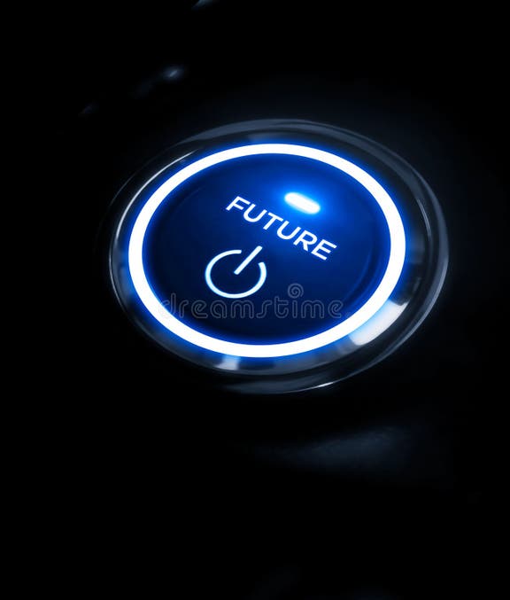 Modern Blue Glowing Future Button Abstract Concept. Neon Light Stock ...