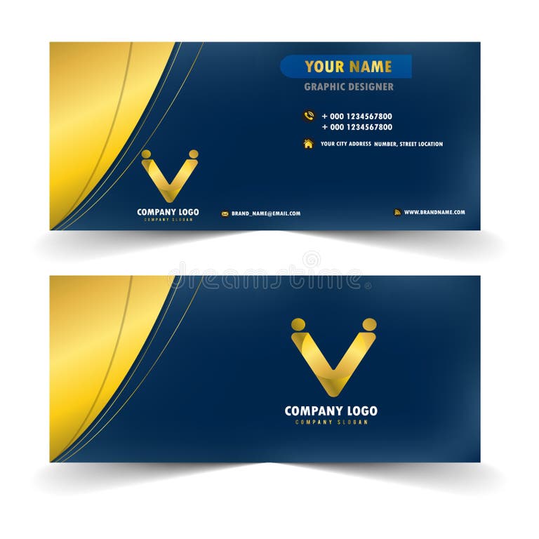 Modern Blue and Gold Name Card Stock Vector - Illustration of eps10 ...
