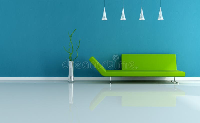 Green and Blue Contemporary Living Room Stock Illustration ...