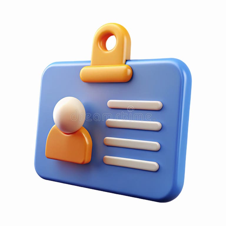 Modern Blue Identification Badge Icon with Orange Figure and Clip for ...