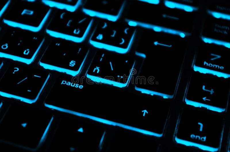 Modern Blue Iluminated Backlit Keyboard.Blue Backlight, Backlit on ...