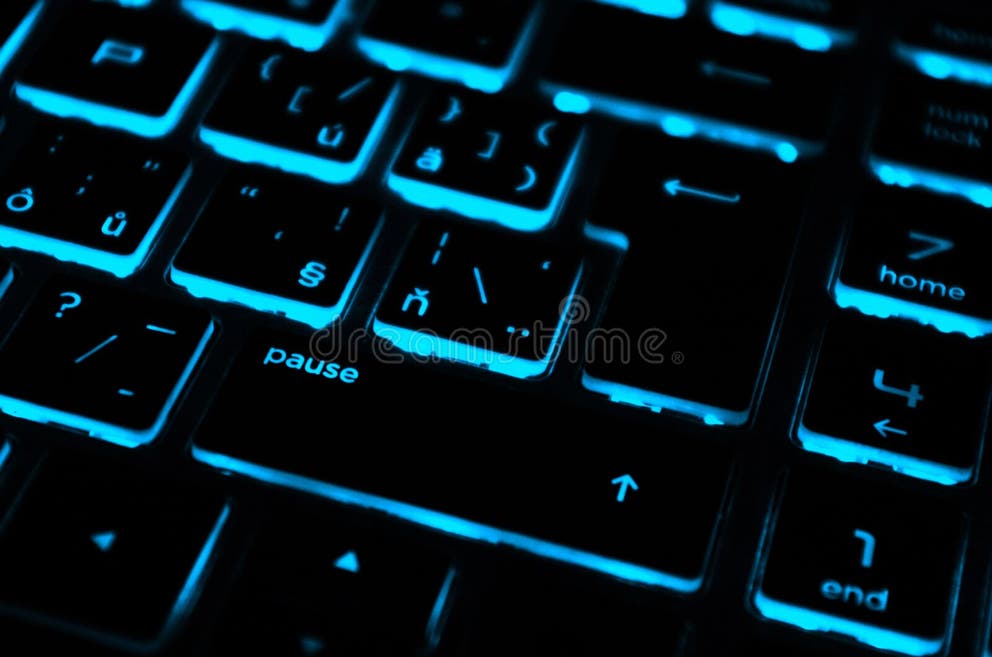 Modern Blue Iluminated Backlit Keyboard.Blue Backlight, Backlit on ...