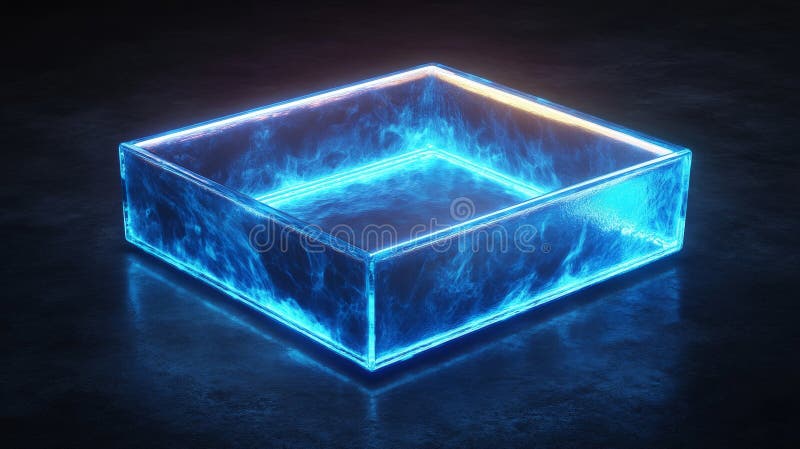 Modern Blue Light-Up Rectangular Tank Display Stock Photo - Image of ...