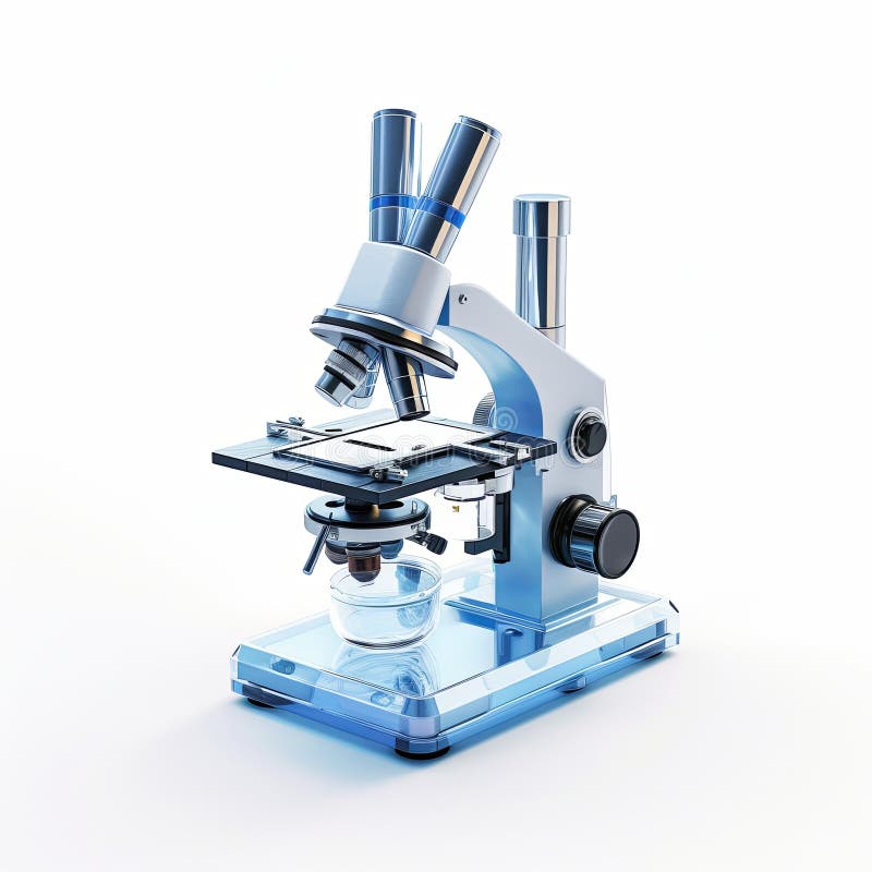 Modern Blue Microscope Isolated on White Background for Scientific ...