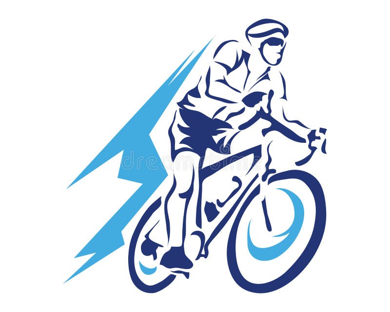 Modern Blue Motion Cyclist in Action Silhouette Logo Stock Vector ...