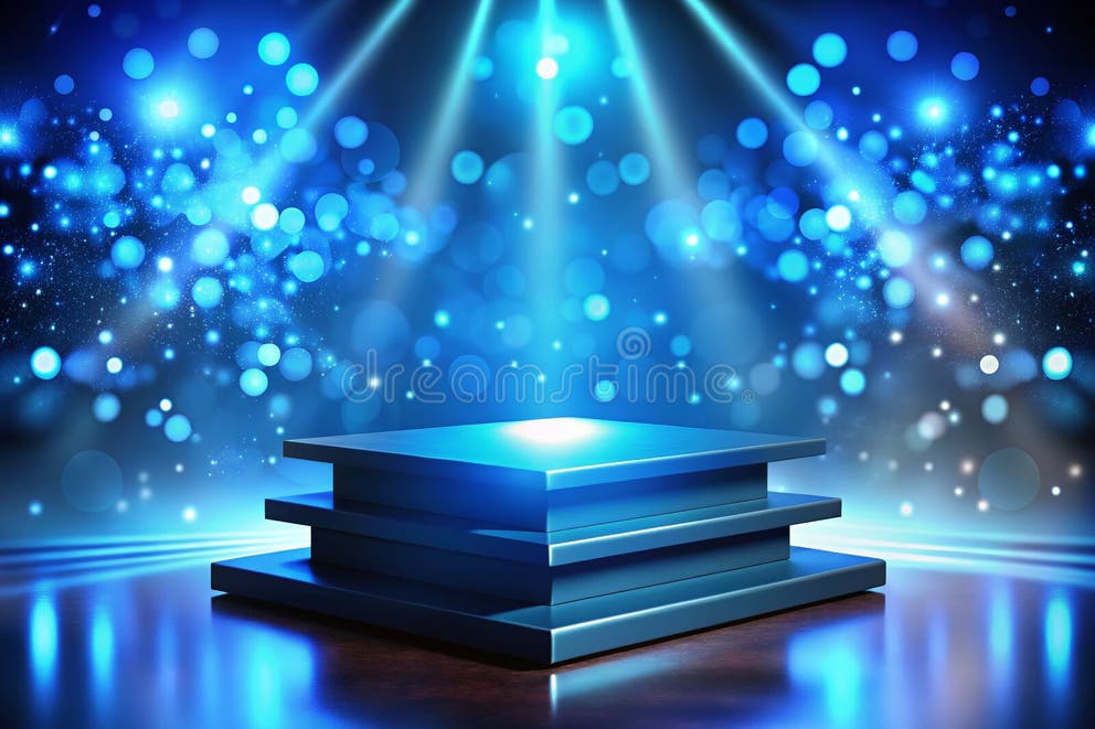 Modern Blue Neon Podium for Presentations and Events Stunning Visuals ...