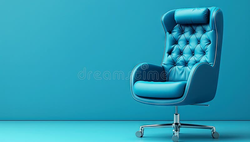 Modern Blue Office Chair on a Blue Background, Concept of Comfort ...
