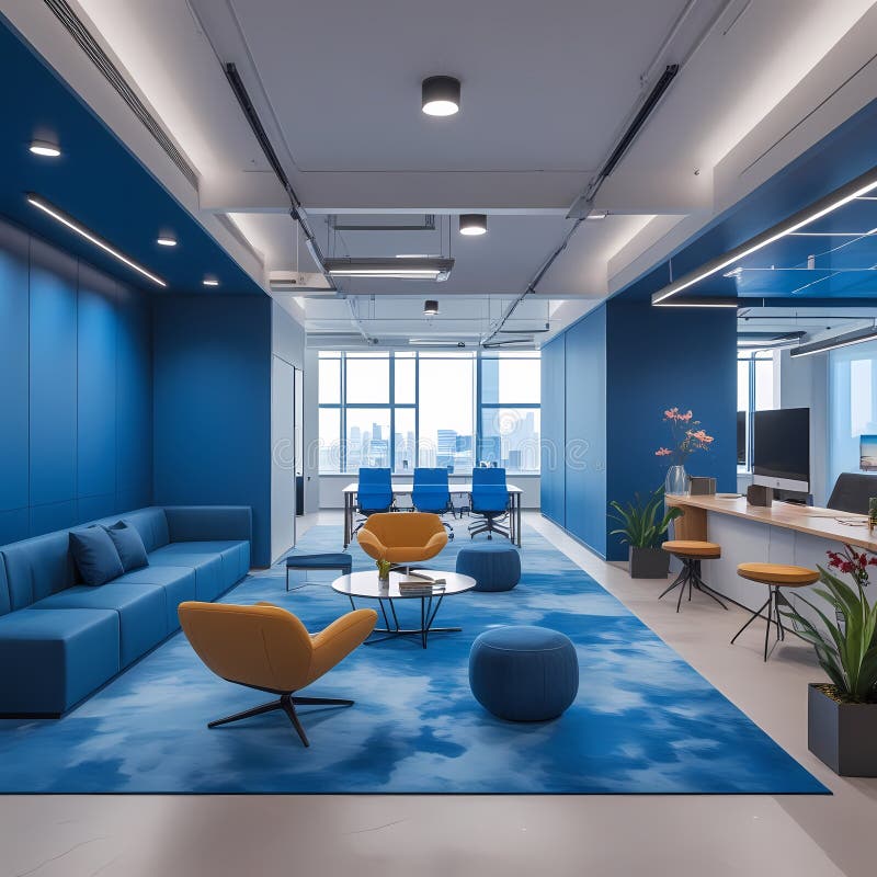 Modern Blue Office Interior Design – Stylish & Functional Workspace ...