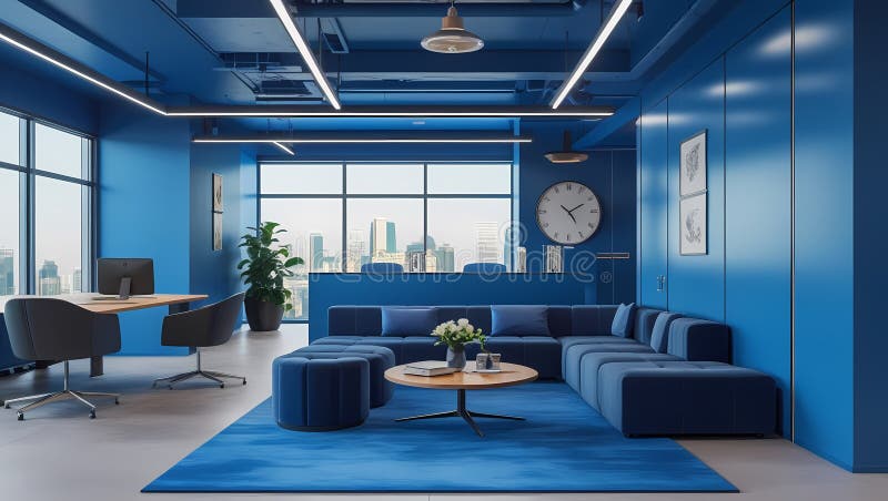 Modern Blue Office Interior Design – Stylish & Functional Workspace ...