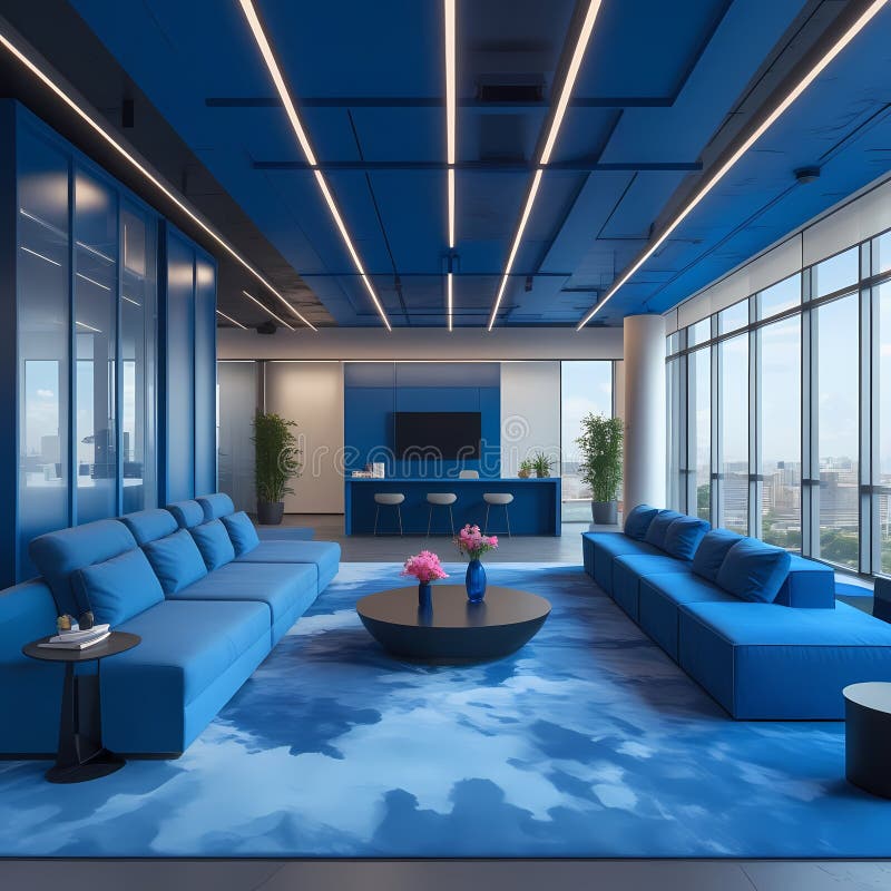 Modern Blue Office Interior Design – Stylish & Functional Workspace ...