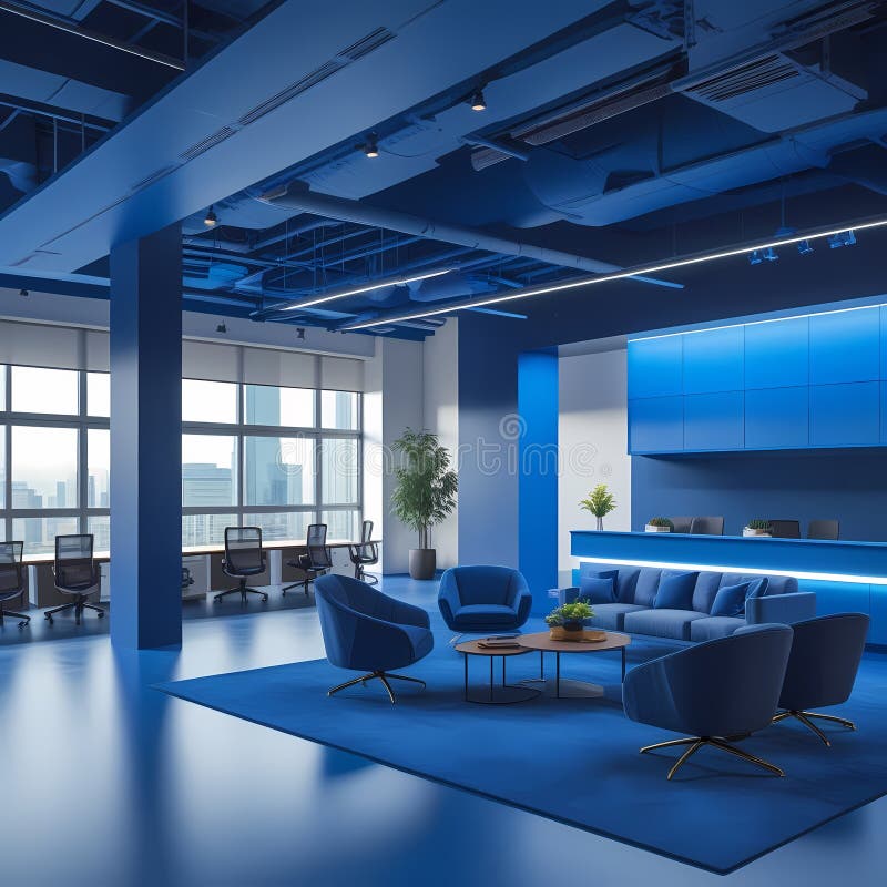 Modern Blue Office Interior Design – Stylish & Functional Workspace ...