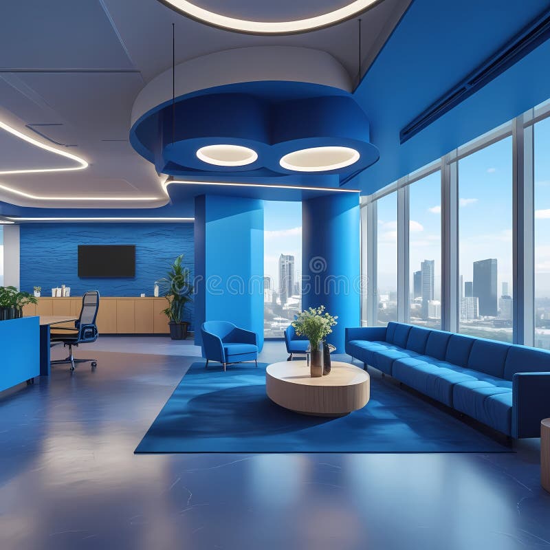 Modern Blue Office Interior Design – Stylish & Functional Workspace ...
