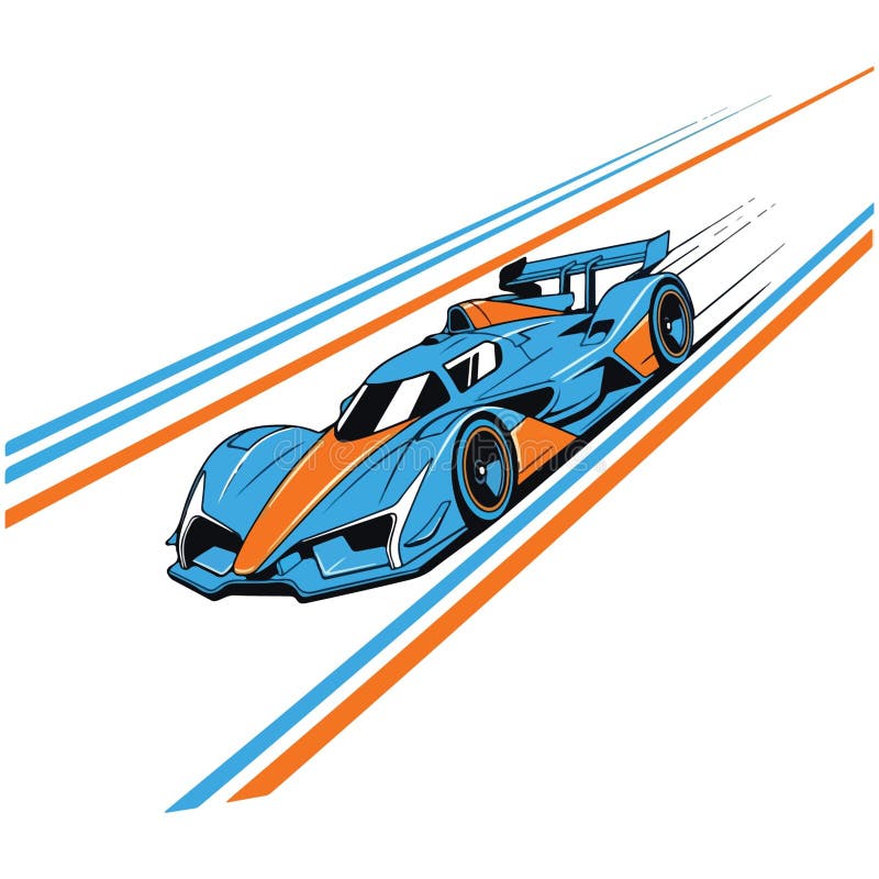 Modern Blue and Orange Racing Car Vector Illustration Stock ...