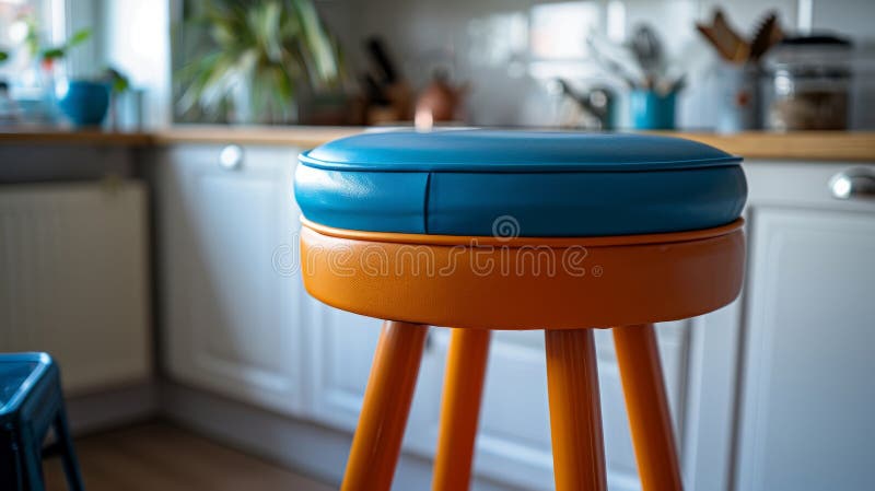 Modern Blue Orange Stool Kitchen Setting Stock Photos - Free & Royalty ...