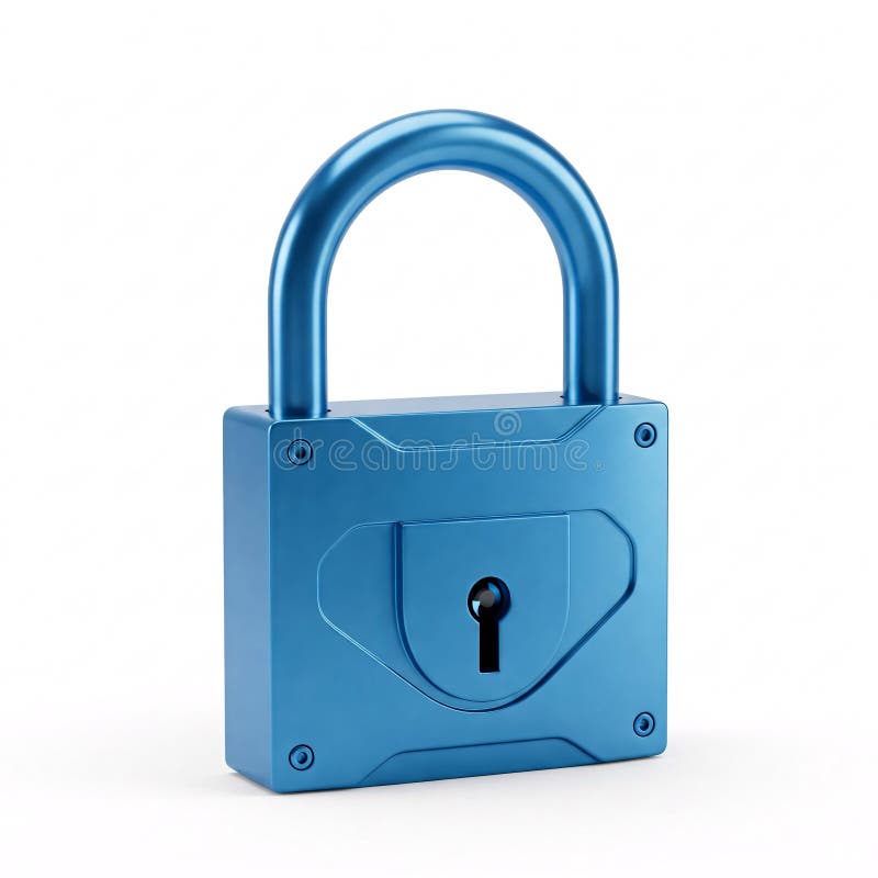 Modern Blue Padlock with a Keyhole Isolated on a White Background Stock ...