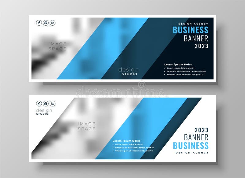Modern Blue Professional Business Banners Set of Two Stock Vector ...