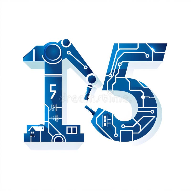 Modern Blue Robot Number Design Concept Generative AI Stock ...