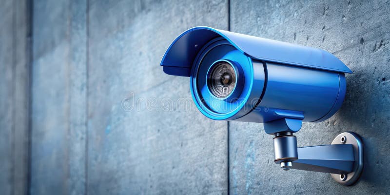 Modern Blue Security Camera Mounted on a Wall. Generative AI Stock ...
