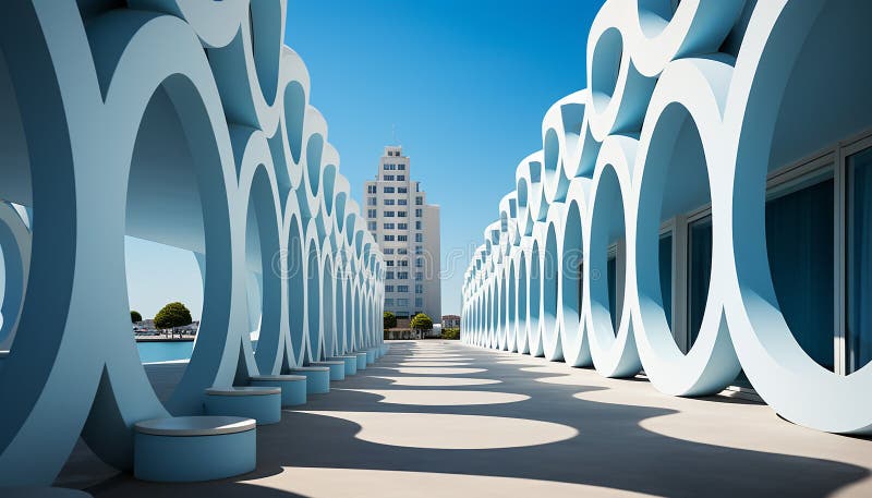 Modern Blue Skyscraper Design Reflects Futuristic City Life Generated ...