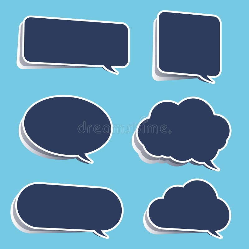 Modern Blue Speech Bubble Set with Shadow Stock Vector - Illustration ...
